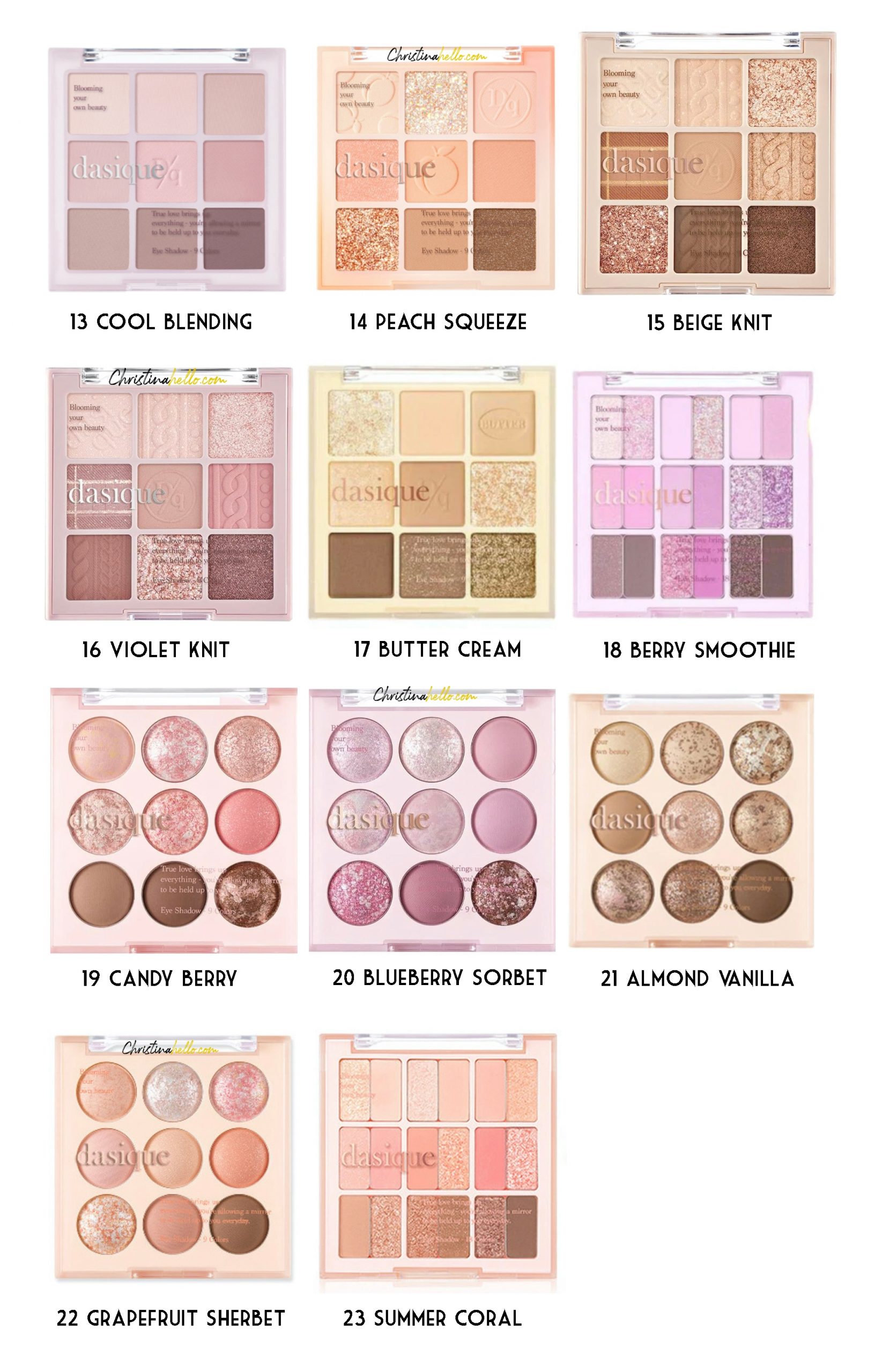 Dasique shadow palette swatch and review - Christinahello